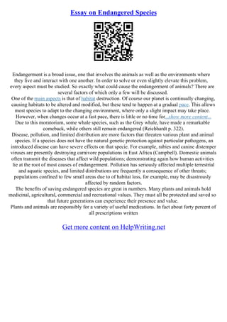 Endangered Species Essay | PDF
