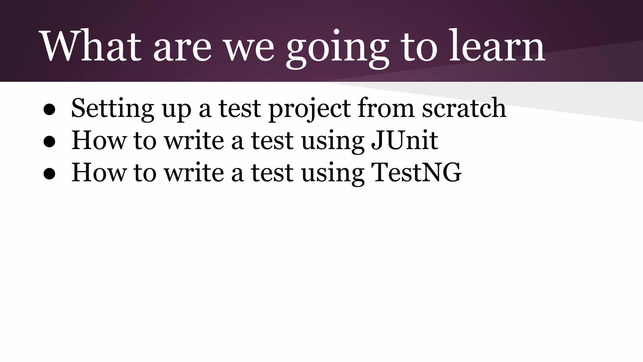 Intro to java test frameworks | PPT