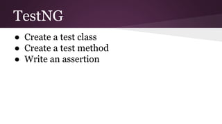 Intro to java test frameworks | PPT