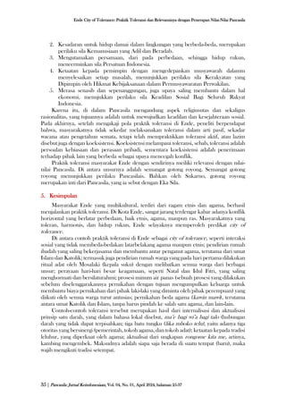 Ende City of Tolerance: Praktik Toleransi dan Relevansinya dengan ...