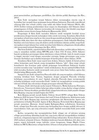Ende City of Tolerance: Praktik Toleransi dan Relevansinya dengan ...