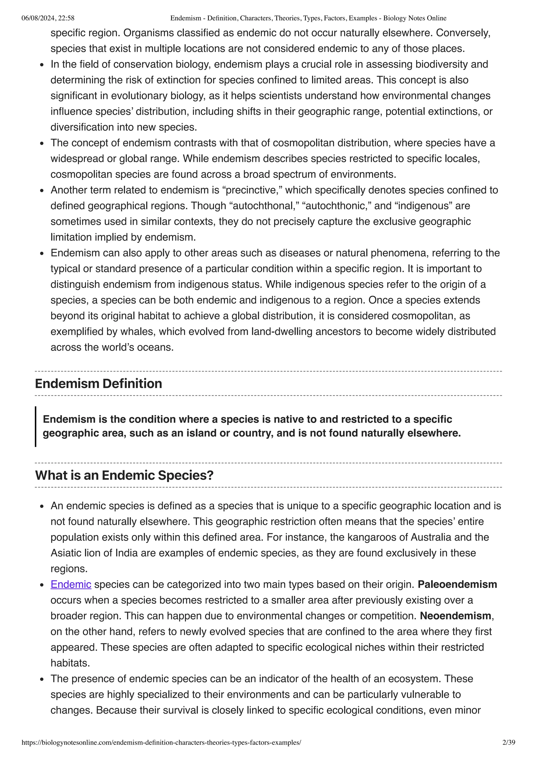 Endemism - Definition, Characters, Theories, Types, Factors, Examples ...