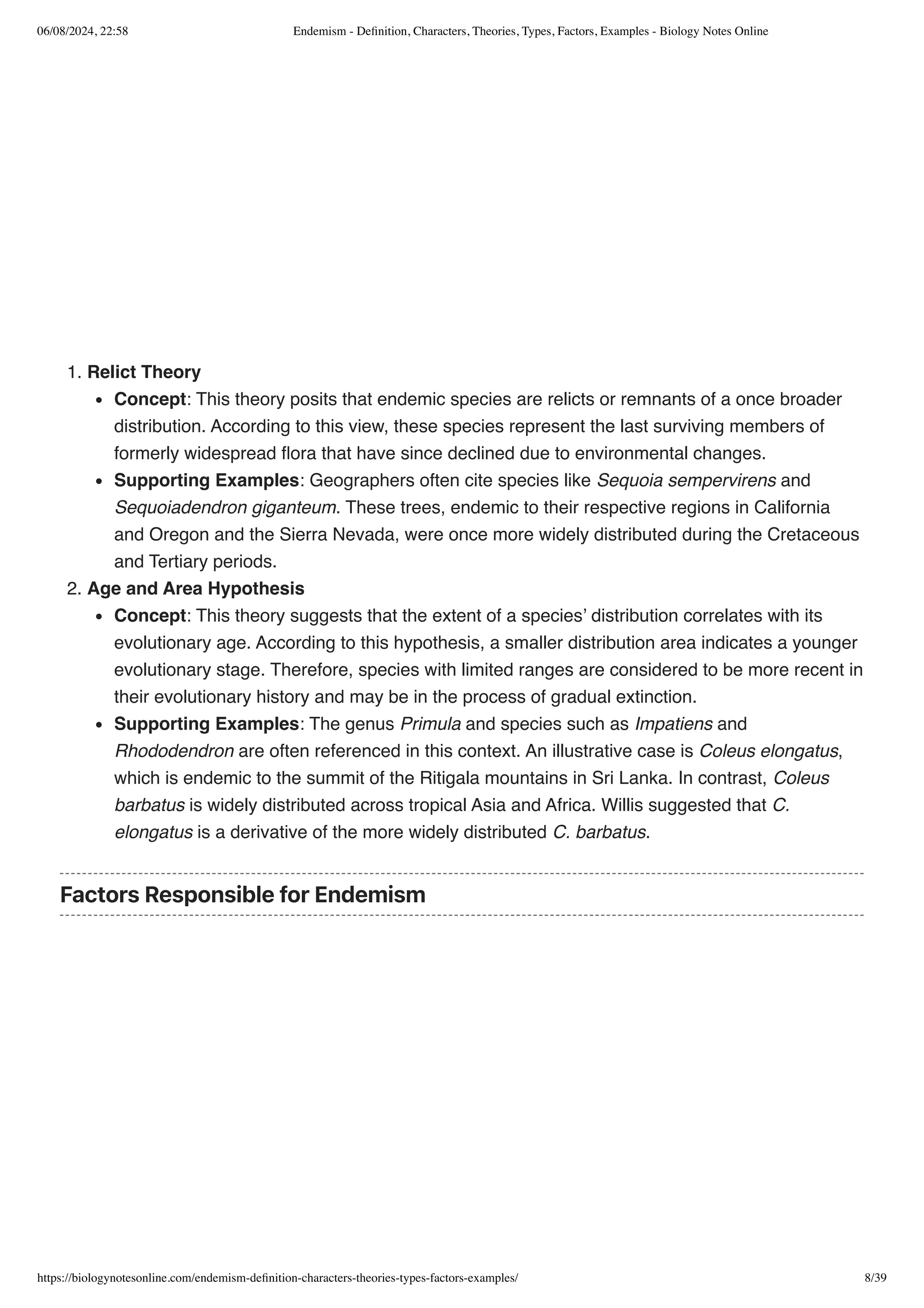 Endemism - Definition, Characters, Theories, Types, Factors, Examples ...