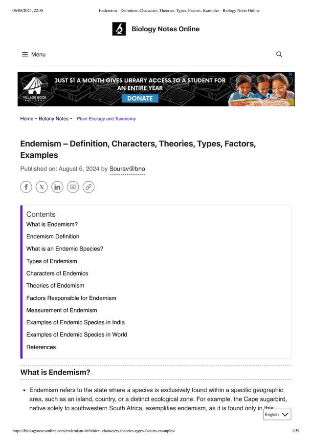 Endemism - Definition, Characters, Theories, Types, Factors, Examples ...