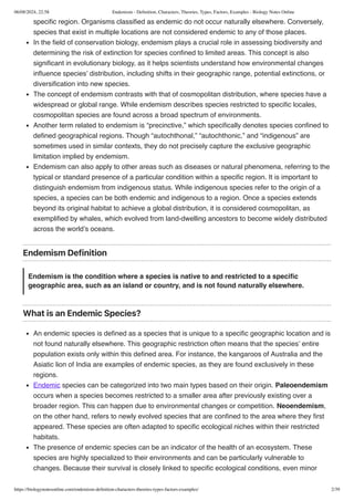Endemism - Definition, Characters, Theories, Types, Factors, Examples ...