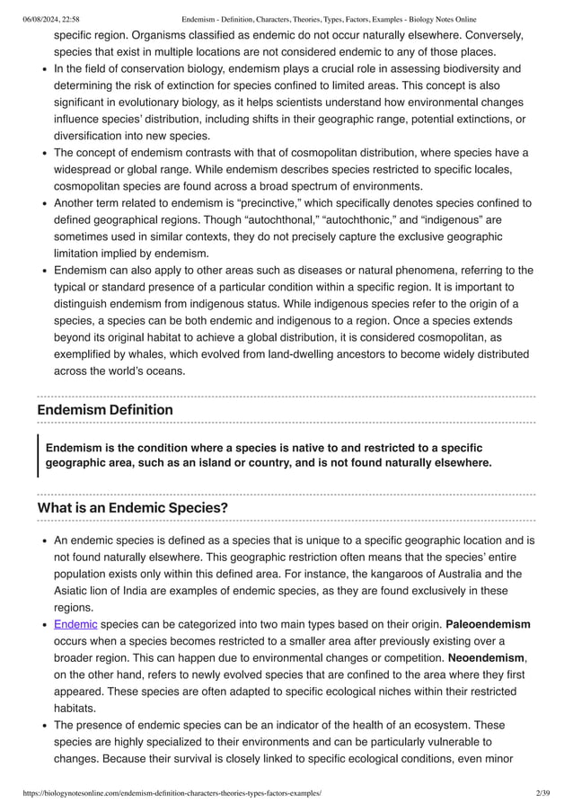 Endemism - Definition, Characters, Theories, Types, Factors, Examples ...