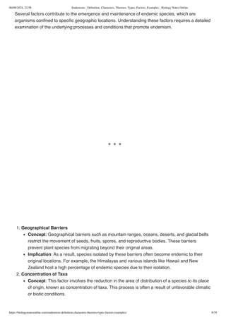 Endemism - Definition, Characters, Theories, Types, Factors, Examples ...
