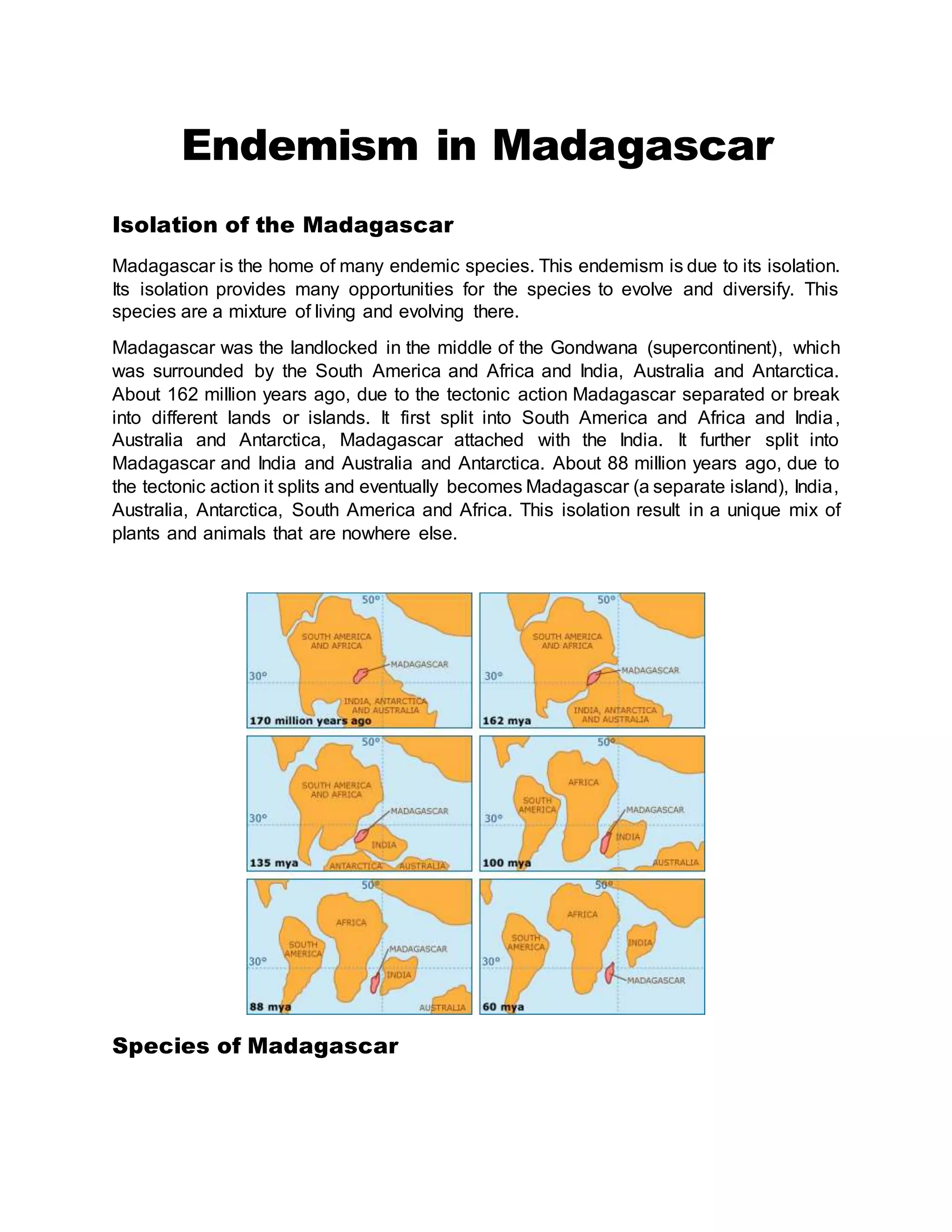 Endemism in madagascar | DOCX | Geography | Science