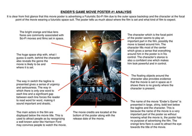 Enders game poster 1 analysis | PPT