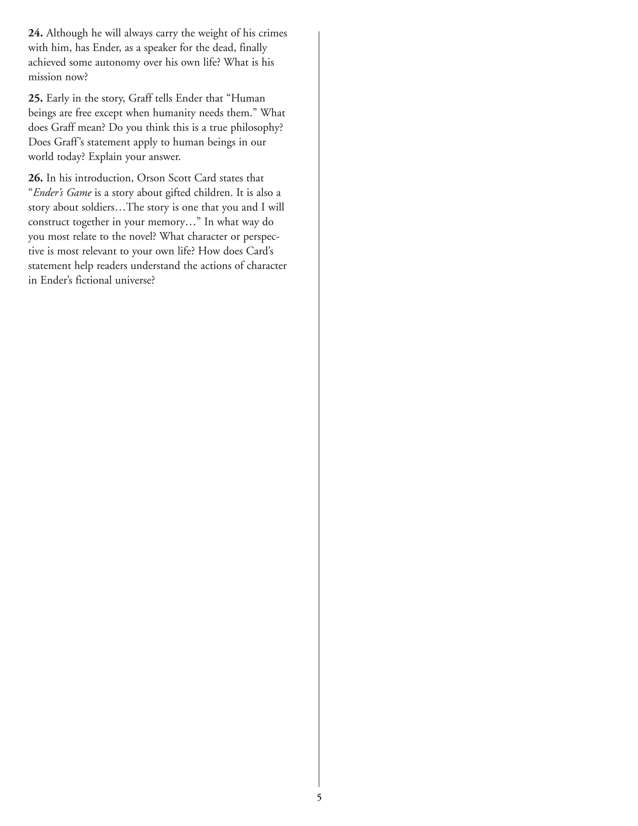 Ender's Game Reader's Guide | PDF | Fiction | Books and Literature