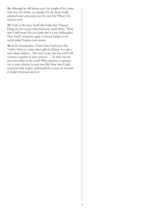 Ender's Game Reader's Guide | PDF | Fiction | Books and Literature