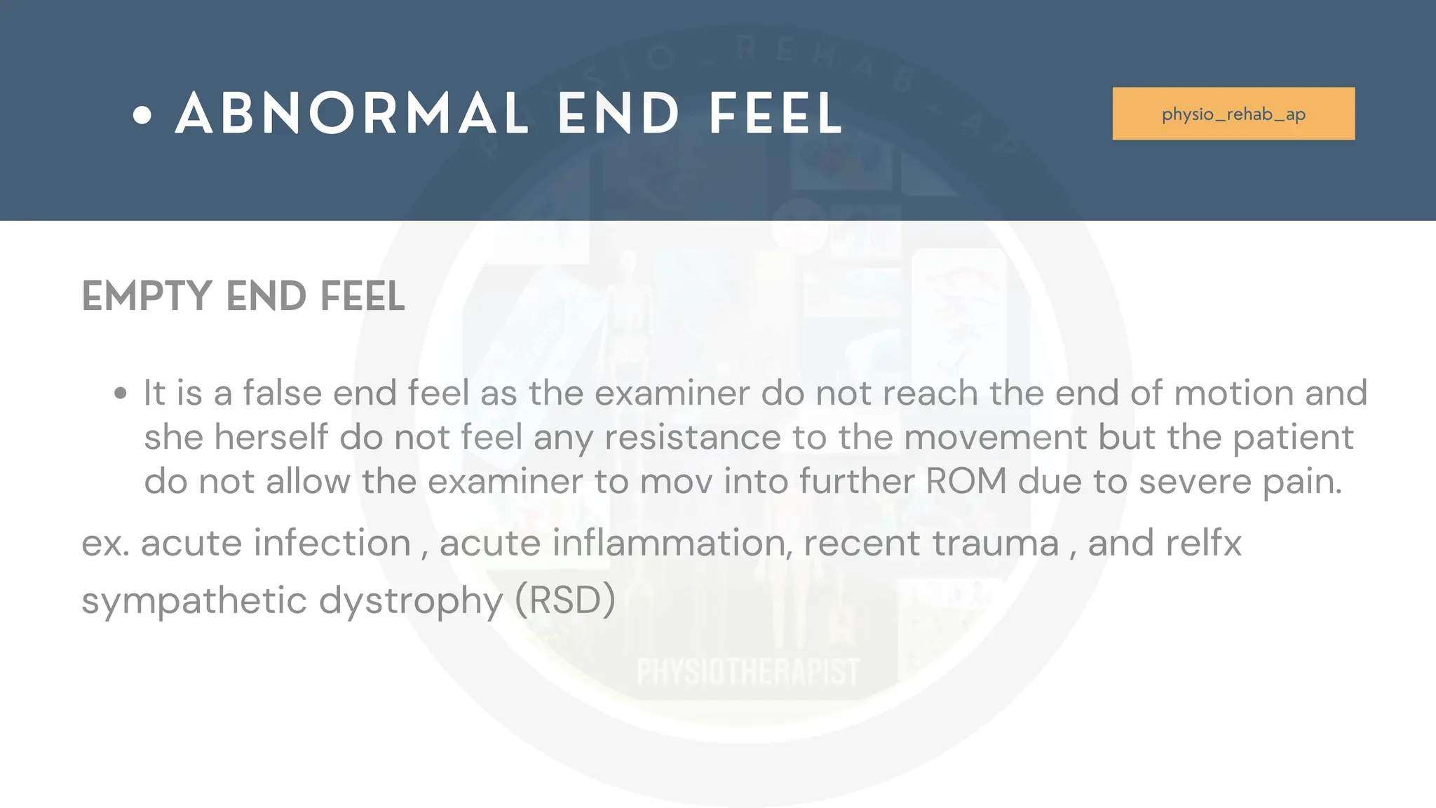 End Feel -joint end feel - Normal and Abnormal end feel | PDF