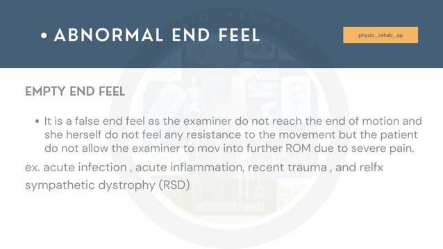 End Feel -joint end feel - Normal and Abnormal end feel | PDF