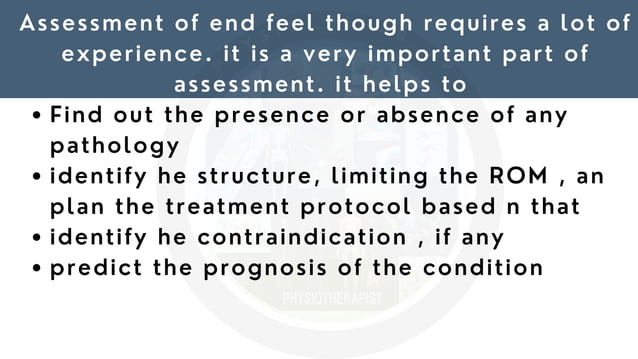 End Feel -joint end feel - Normal and Abnormal end feel | PDF