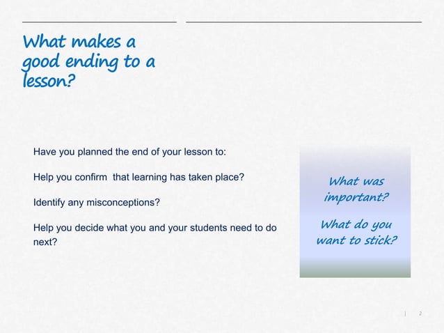 Endings mathematics lessons | PPTX | Educational Assessment | Education