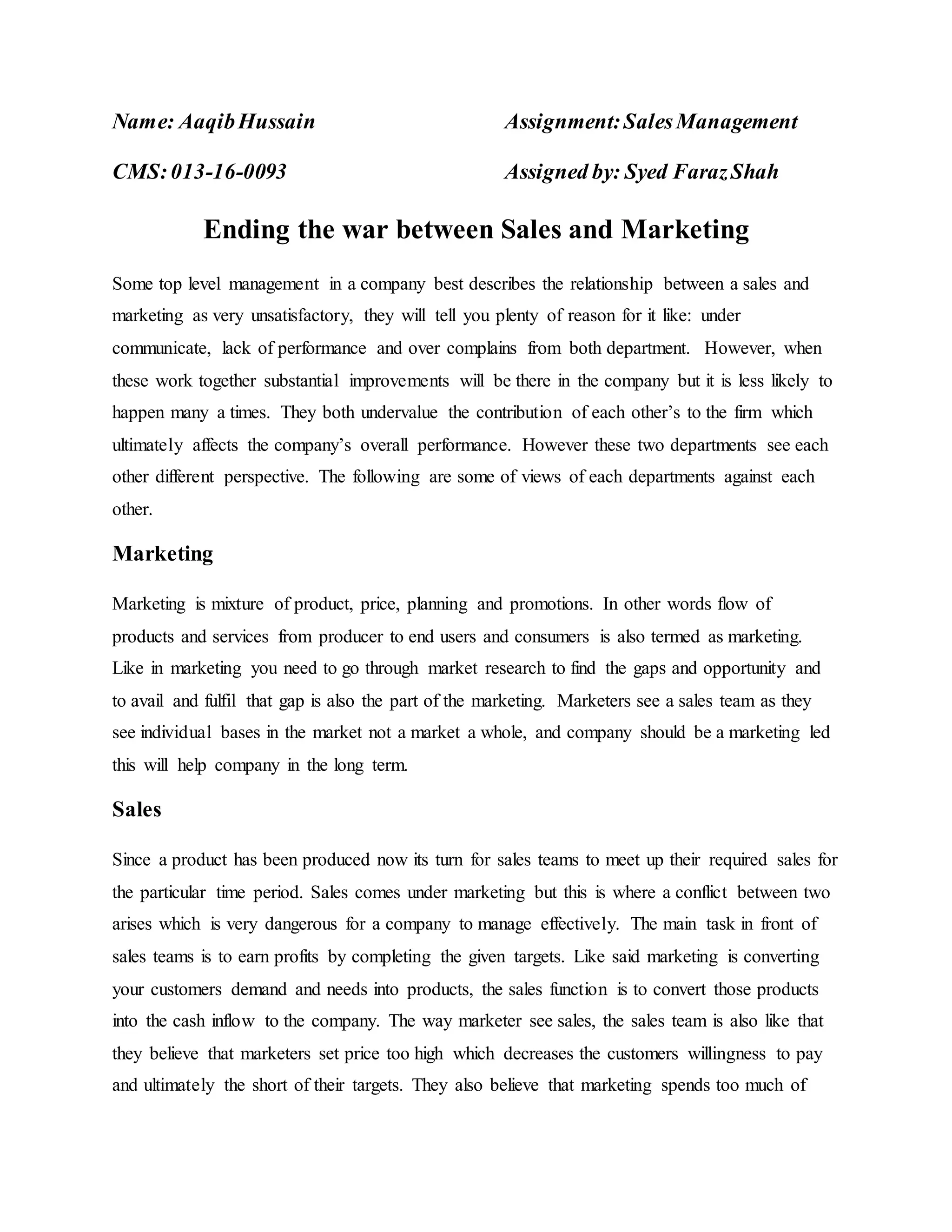 Ending the war between sales and marketing | PDF