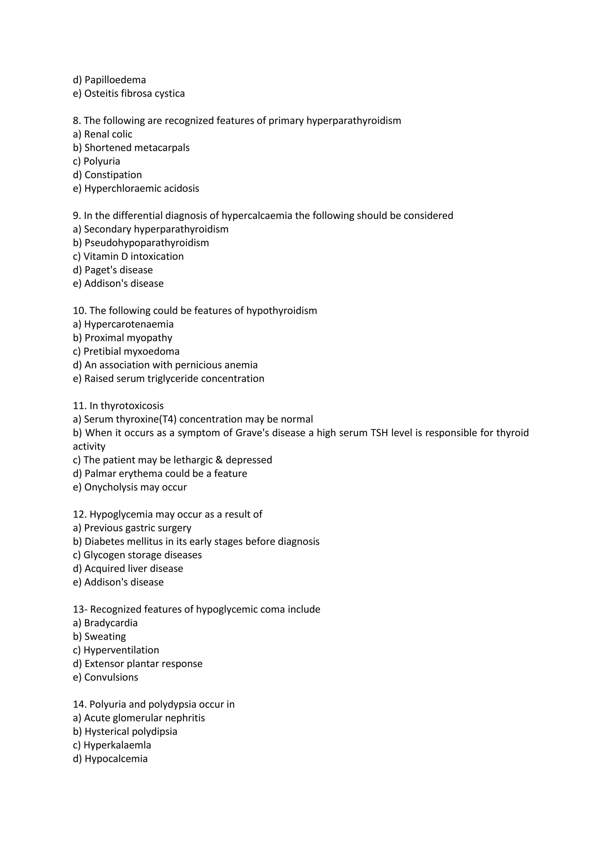 End lecture MCQ test on endocrinology for MBBS students | PDF