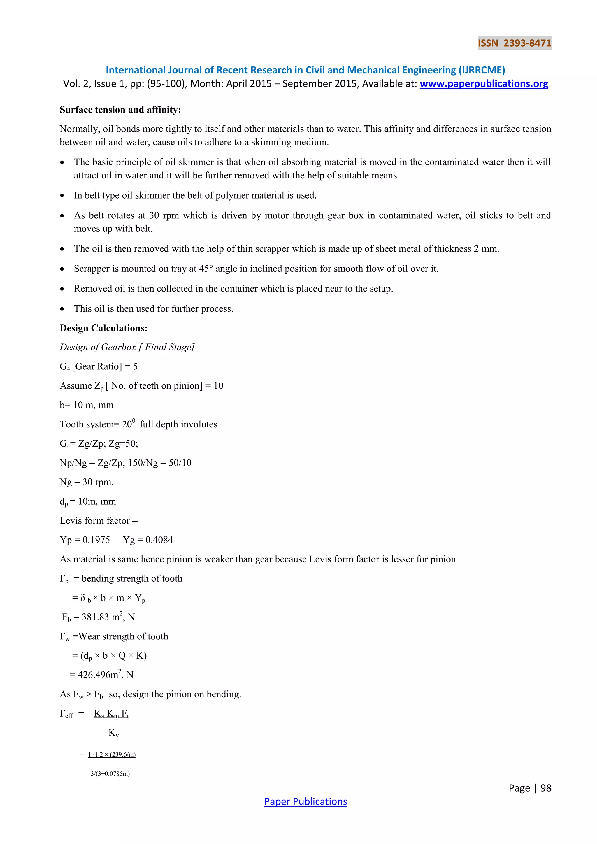 Endless Belt Type Oil Skimmer | PDF
