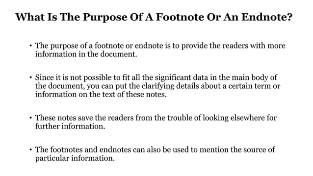 Endnote vs footnote