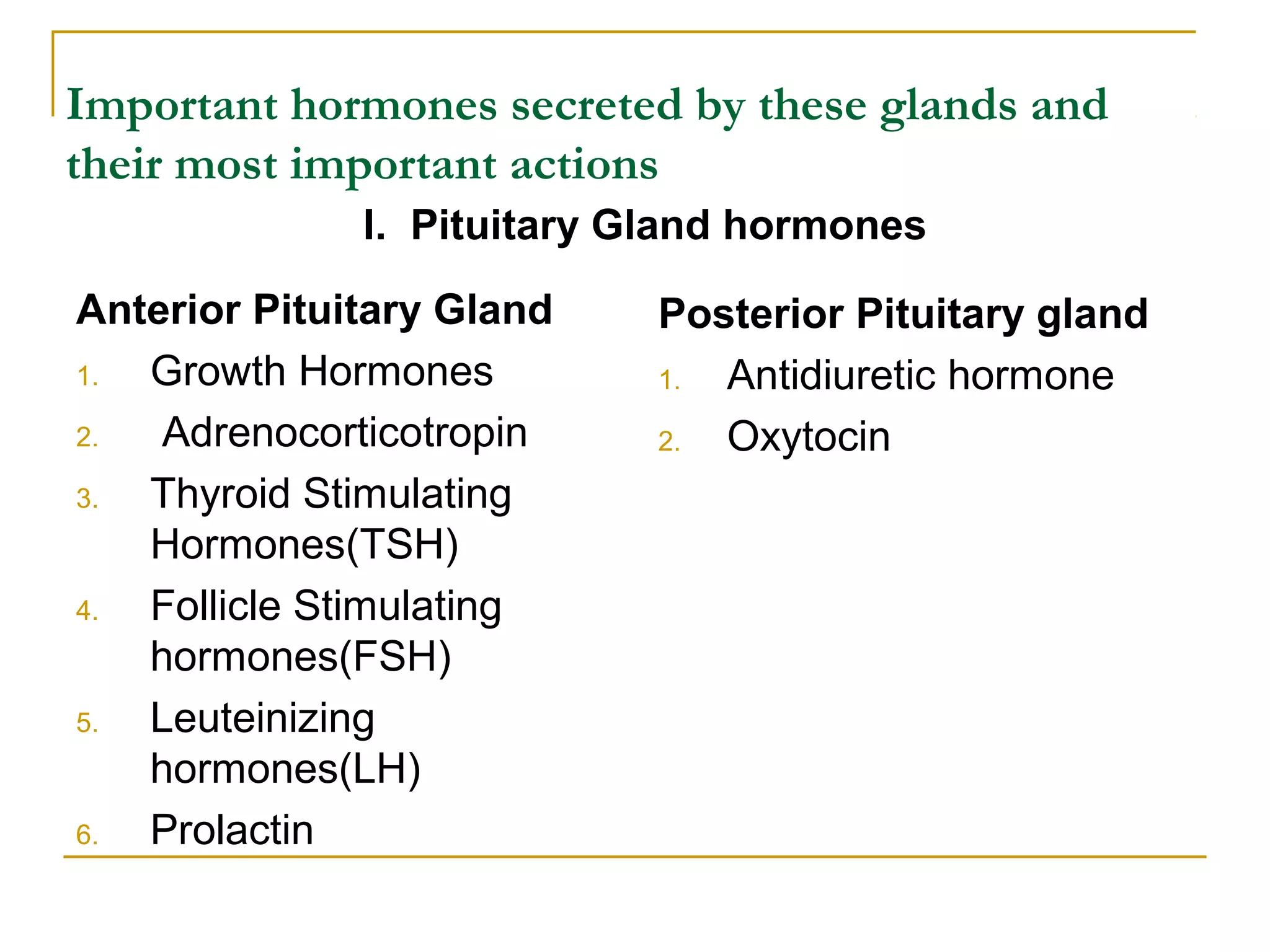 Endocrine glands and their hormones | PPT