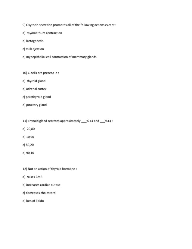 Endocrine physiology MCQs | PDF