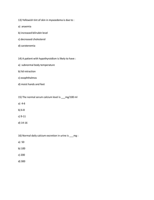 Endocrine physiology MCQs | PDF