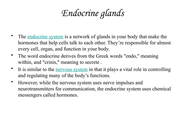 Endocrine System. Endocrine glands , types,hormone and functions | PPT