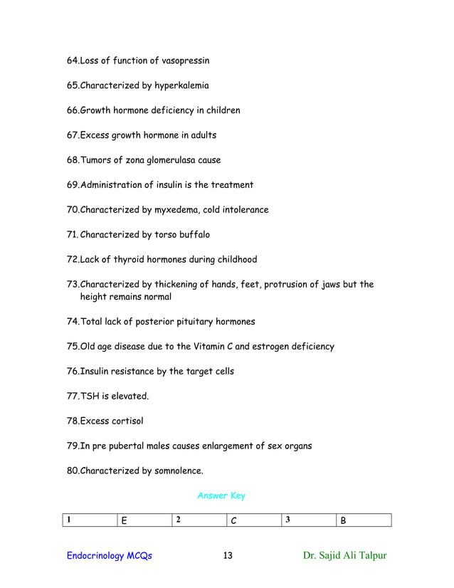 Endocrinology - Hormones MCQs | DOC | Endocrine and Metabolic Diseases ...