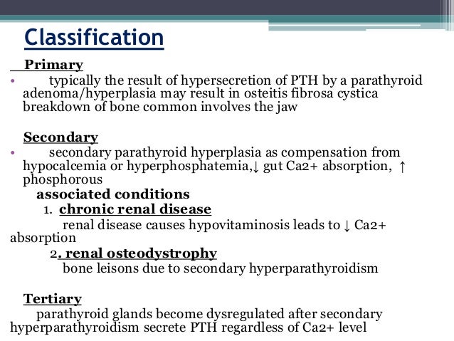 Hyperparathyroidism Primary Secondary Tertiary