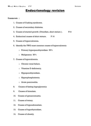 Endocrinology revision dr.ahmed-mowafy | PDF