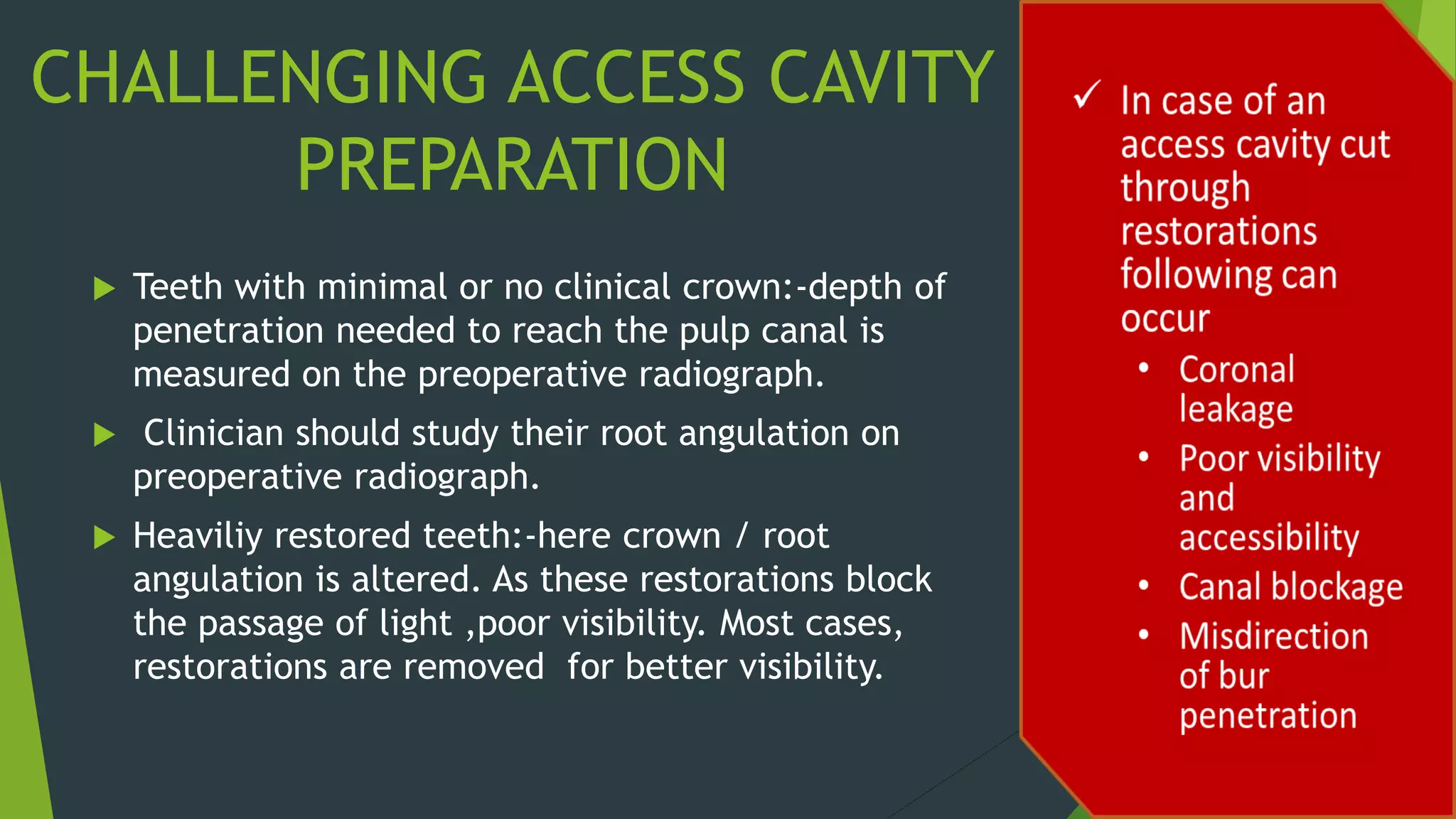 Endodontic Access Cavity Preparation | PPTX
