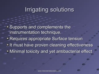 Endodontic sealers and irrigating solutions /prosthodontic courses | PPT