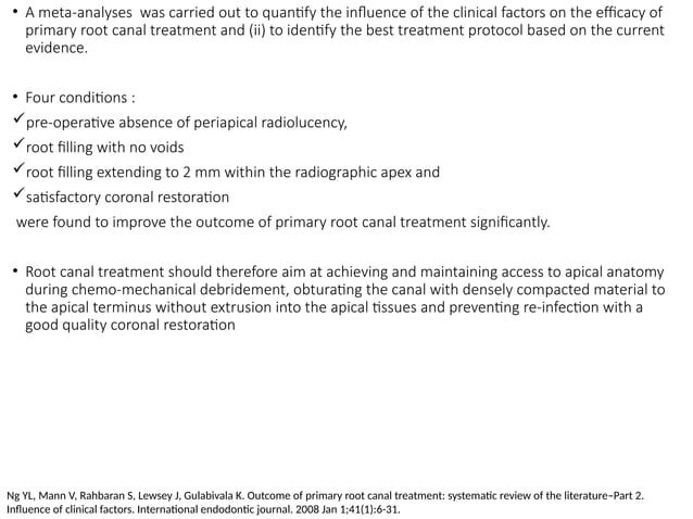 ENDODONTIC TREATMENT OUTCOMES-root canal therapy | PPTX
