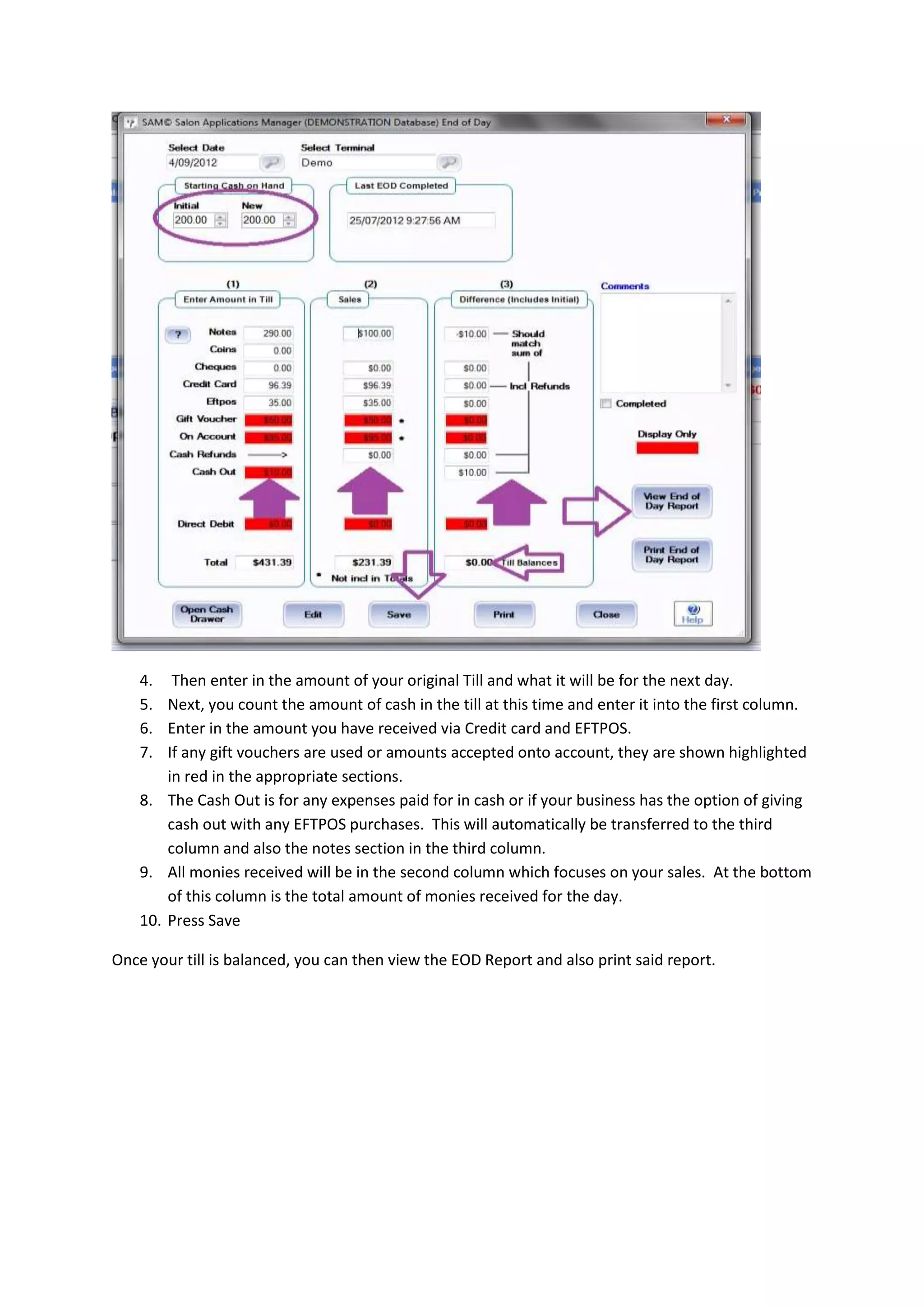End of day procedure | DOCX