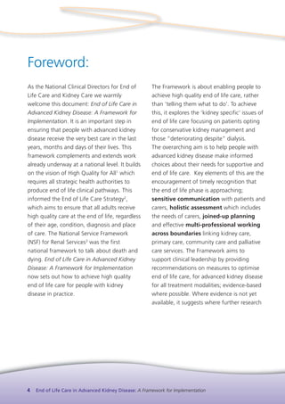 End of Life Care in Advanced Kidney Disease: A Framework for ...