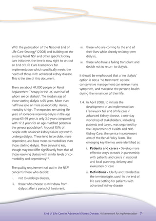 End of Life Care in Advanced Kidney Disease: A Framework for ...