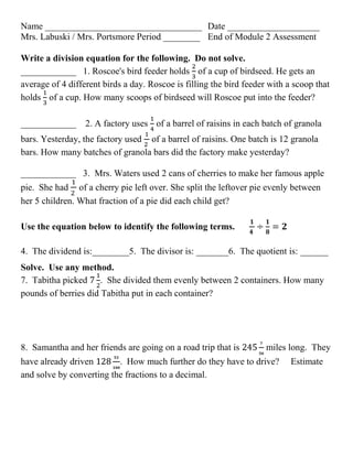 End of module 2 assessment review | DOCX | Birds | Pets