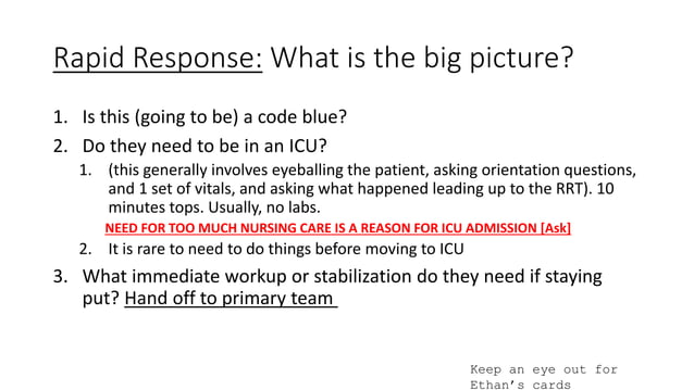 End of Response issues - Code and Rapid Response Workshop | PPT