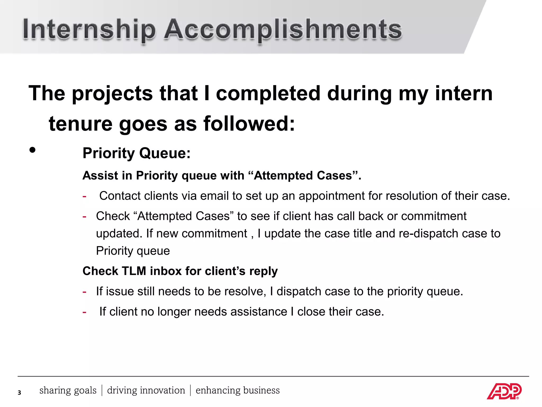 End of the internship presentations | PPTX