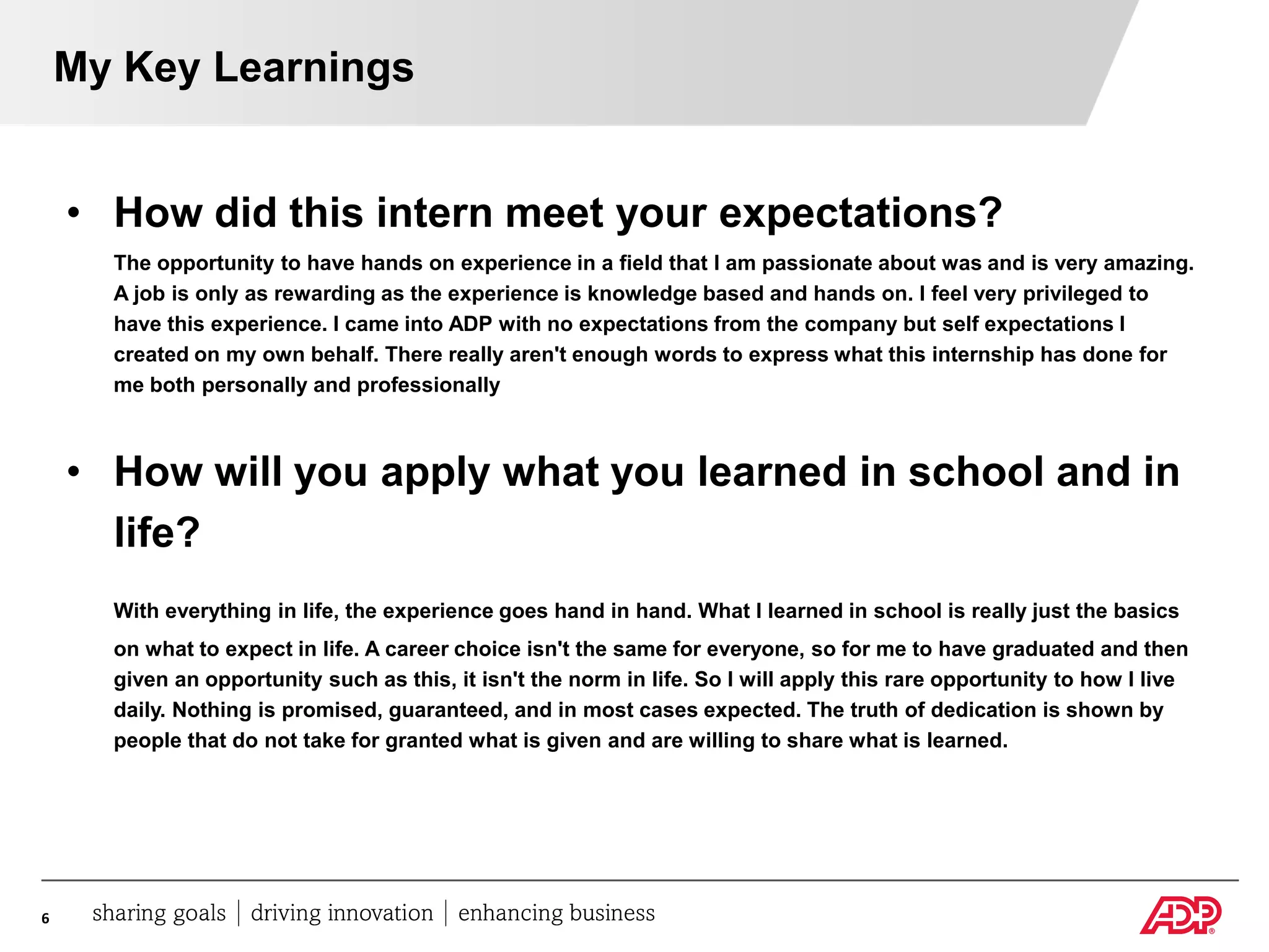 End of the internship presentations | PPTX