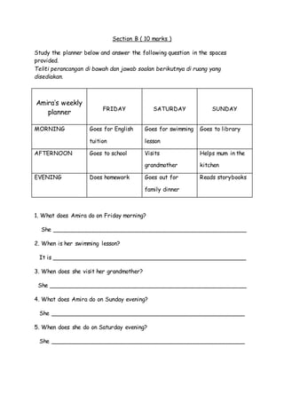 End of year examination english year 3 paper 2 | DOCX