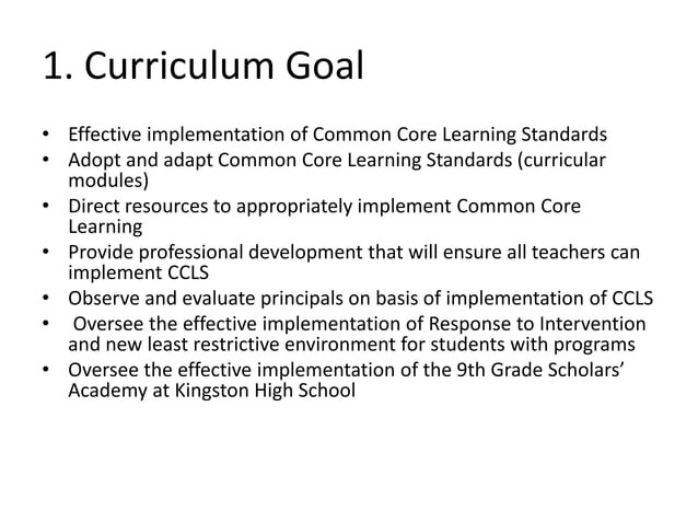 Kingston City School District Superintendent Goals Summary Report | PPT