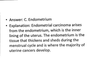 Endometrial Carcinoma - Important MCQs with Answers | PDF