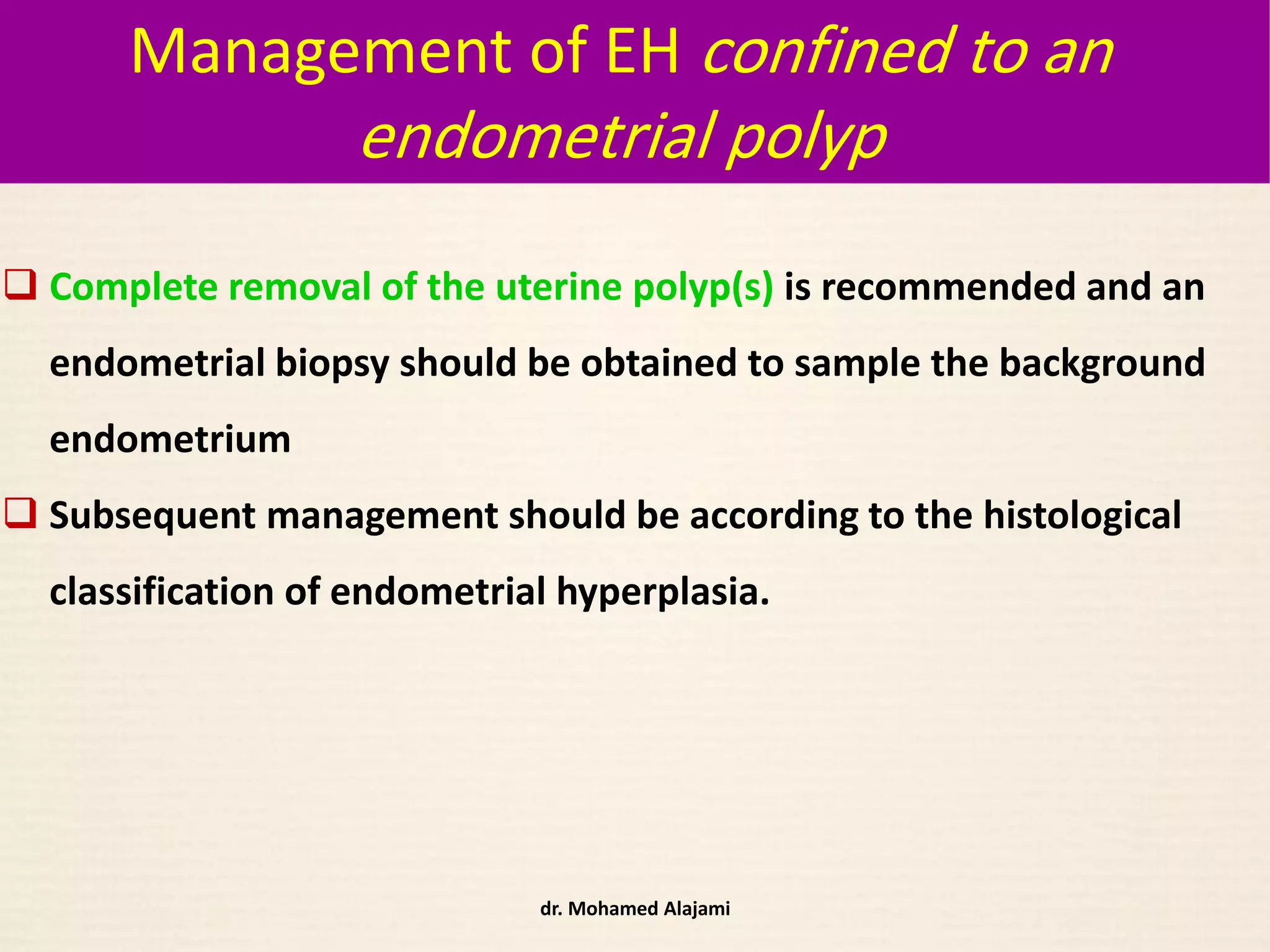 Endometrial hyperplasia dr.alajami | PDF | Menopause | Endocrine and Metabolic Diseases