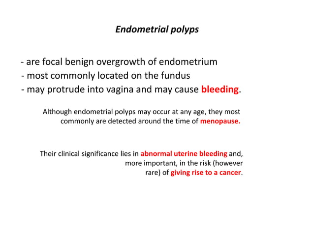 Endometrial polyp, hyperplasia, carcinoma | PPTX | Reproductive Health | Diseases and Conditions