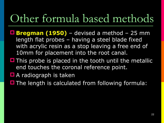 Endometrics root canal working length determination | PPT | Dental ...