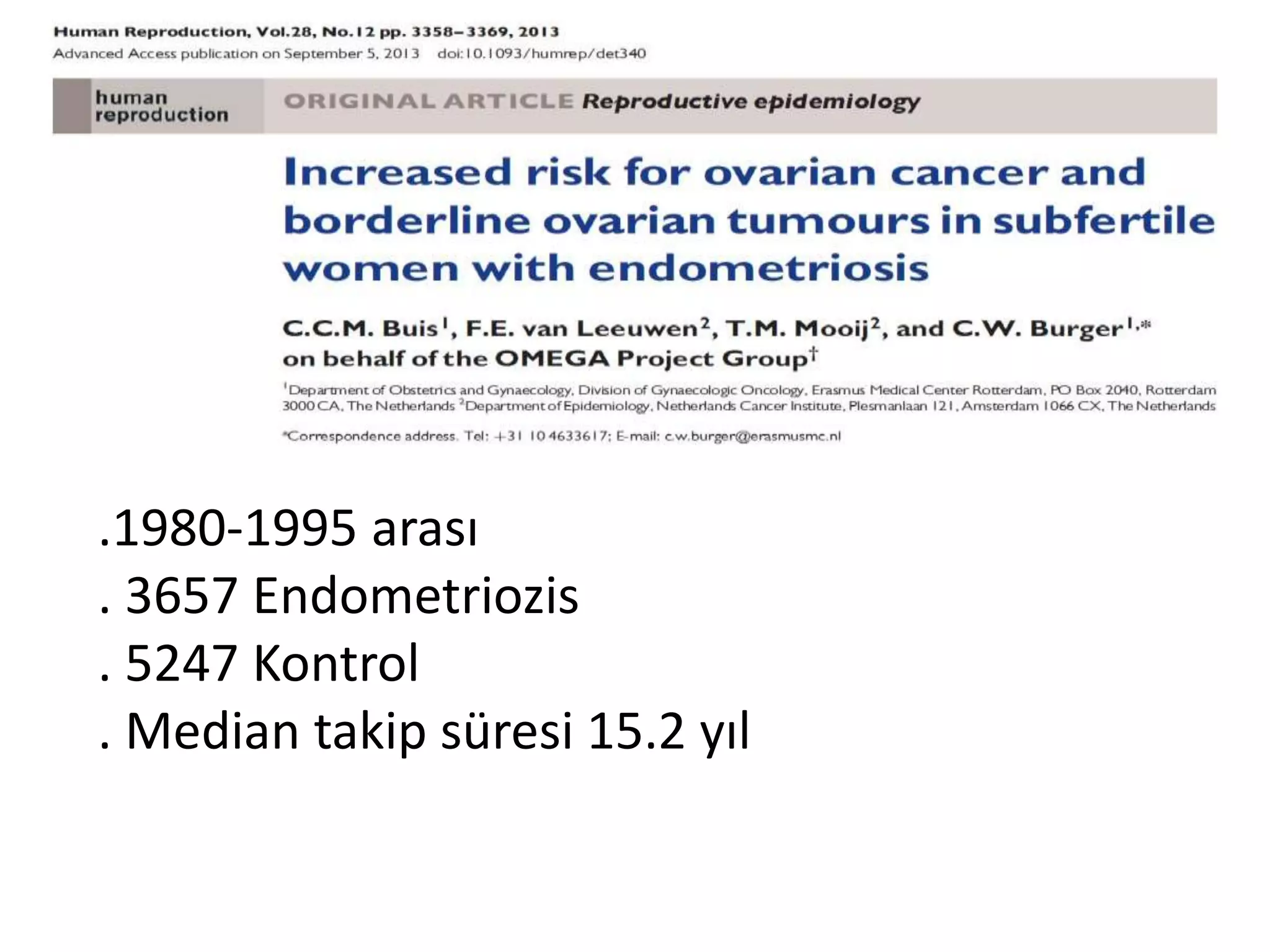 Endometriozisten gelişen over kanseri | PPTX