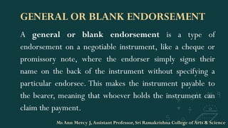 ENDORSEMENT IN BANKING THEORY LAW AND PRACTICE | PPTX | Law