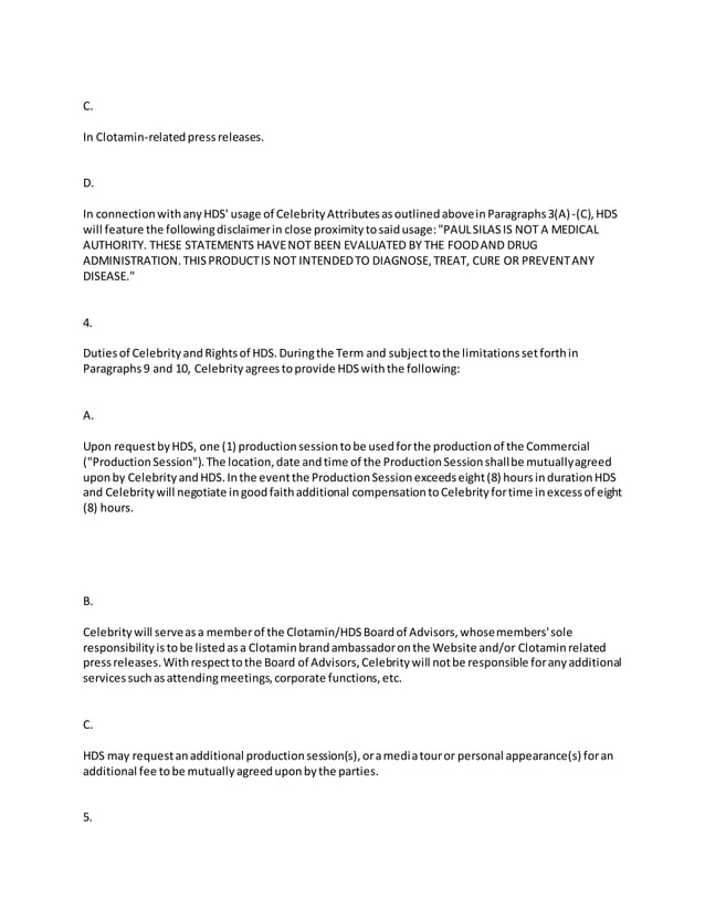 Endorsement agreement sample | DOCX | Business | Business and Finance