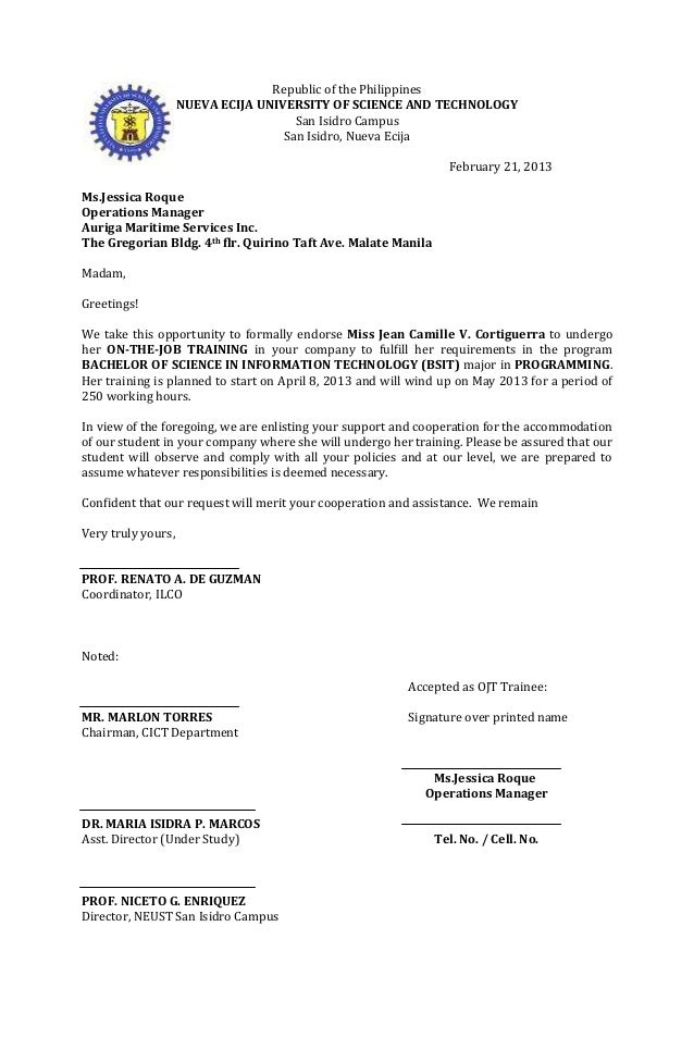  Sample Application Letter For Ojt Student 94 Best Free Application Letter Templates 
